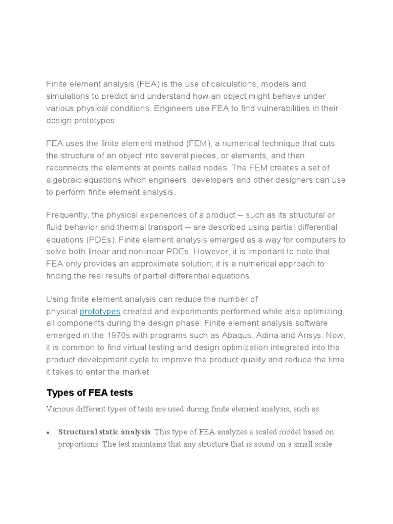 FEM Analysis | Download Free PDF | Finite Element Method | Partial Differential Equation