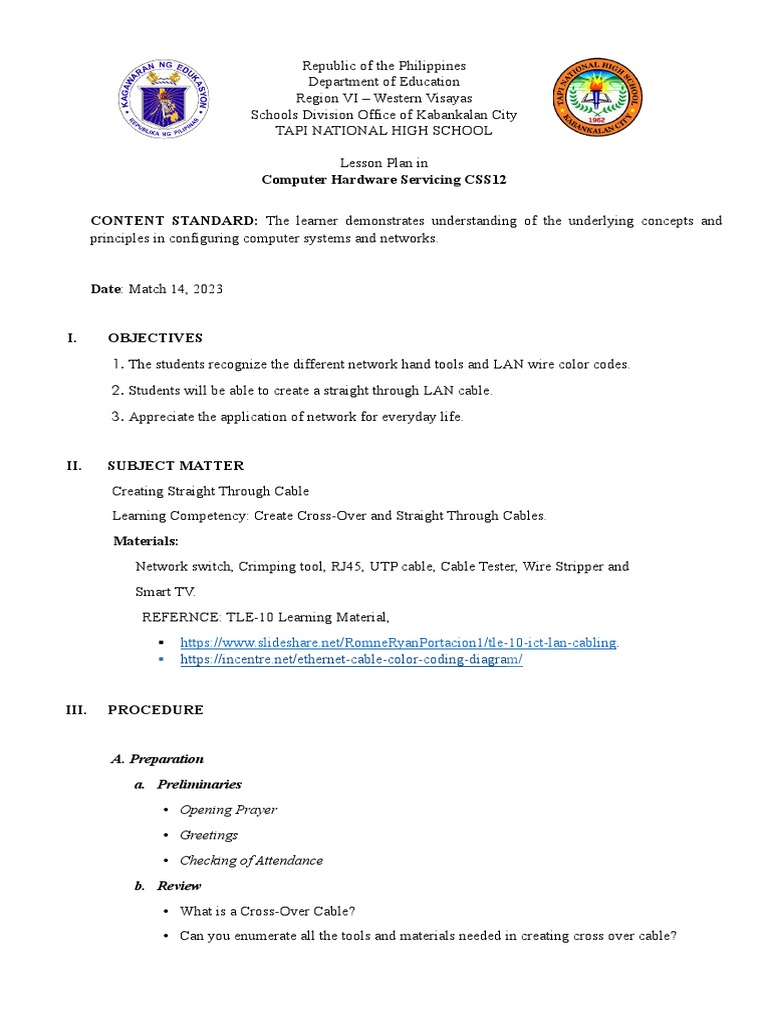 CSS12 Lesson Plan 1 | PDF | Computer Network | Computer Networking