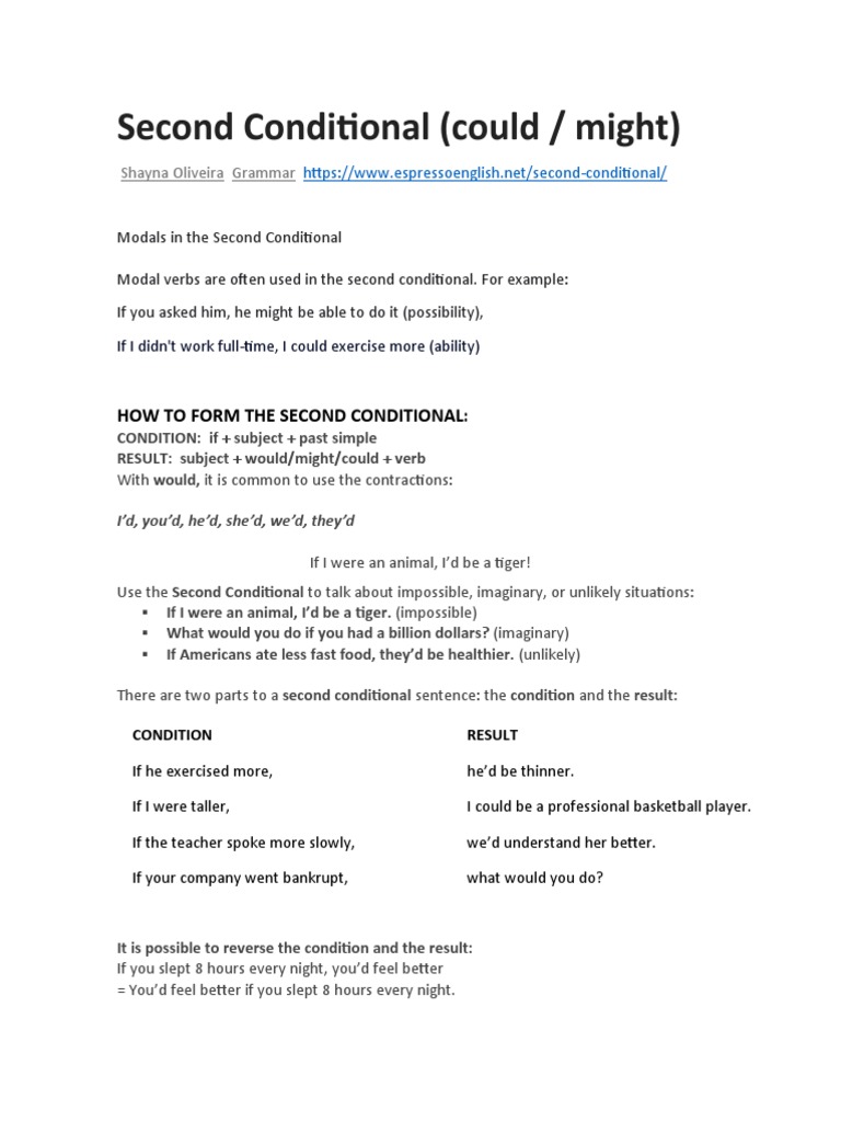 Second Conditional Could - Might | PDF | Semantic Units | Human Communication