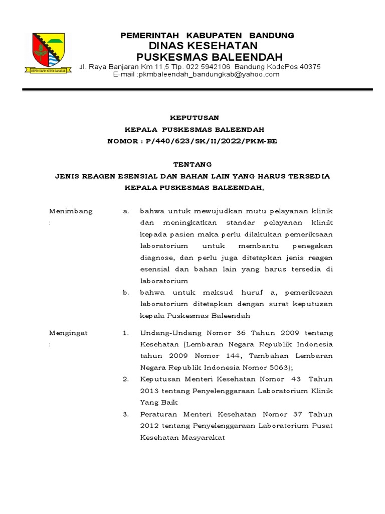 SK Jenis Reagensia Essensial | PDF | Kesehatan Holistik