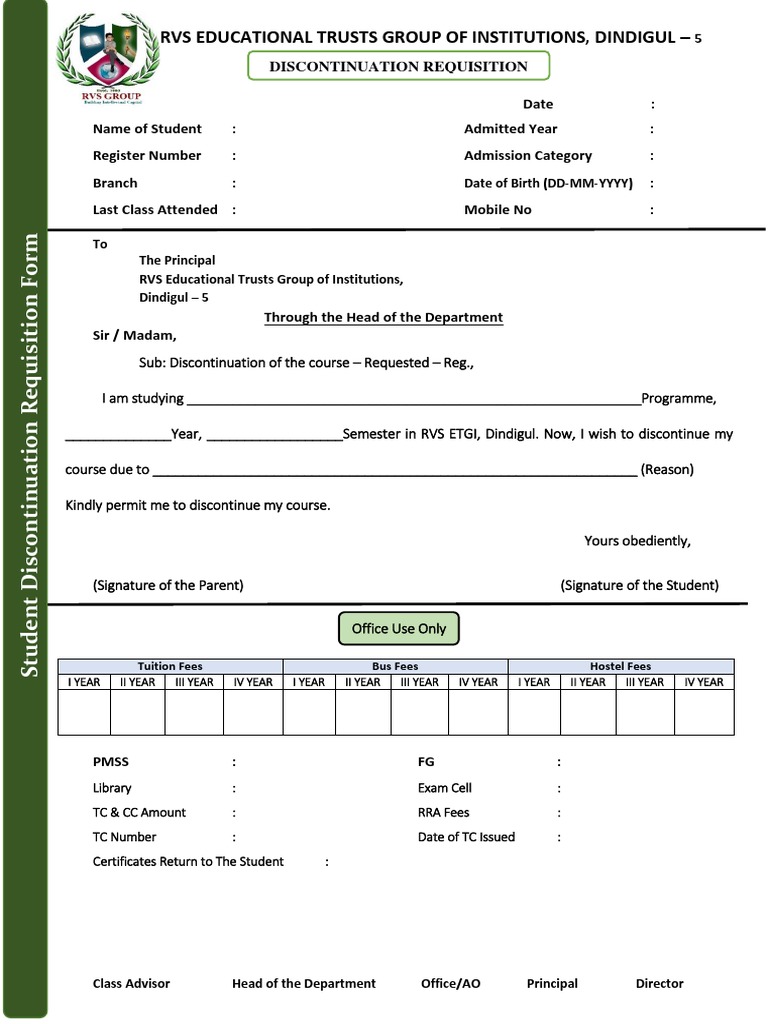 Discontinued Form | Download Free PDF | Educational Stages