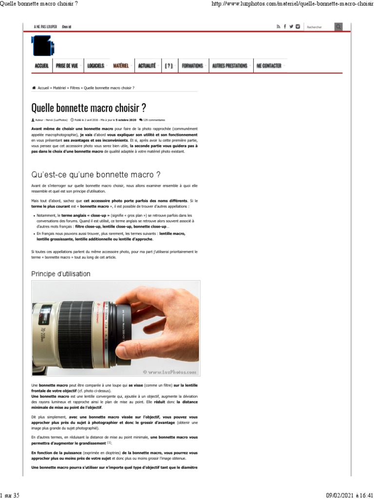 Choisir sa bonnette macro idéale | PDF | Objectif photographique ...