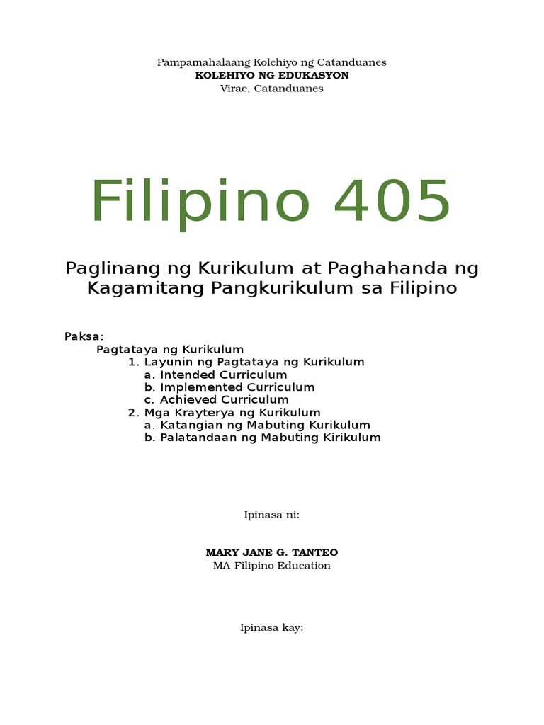 Hand Outs Fil 405 PDF Free | PDF