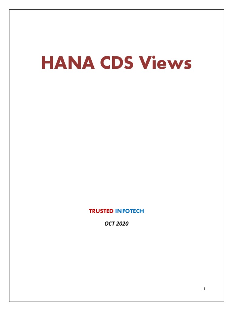 Hana Cds View Pdf Parameter Computer Programming String Computer Science