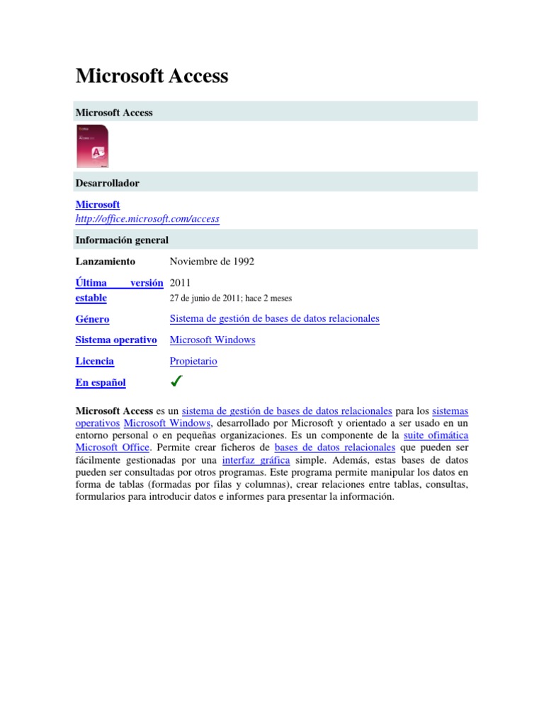 Microsoft Access | PDF | acceso Microsoft | Microsoft Windows