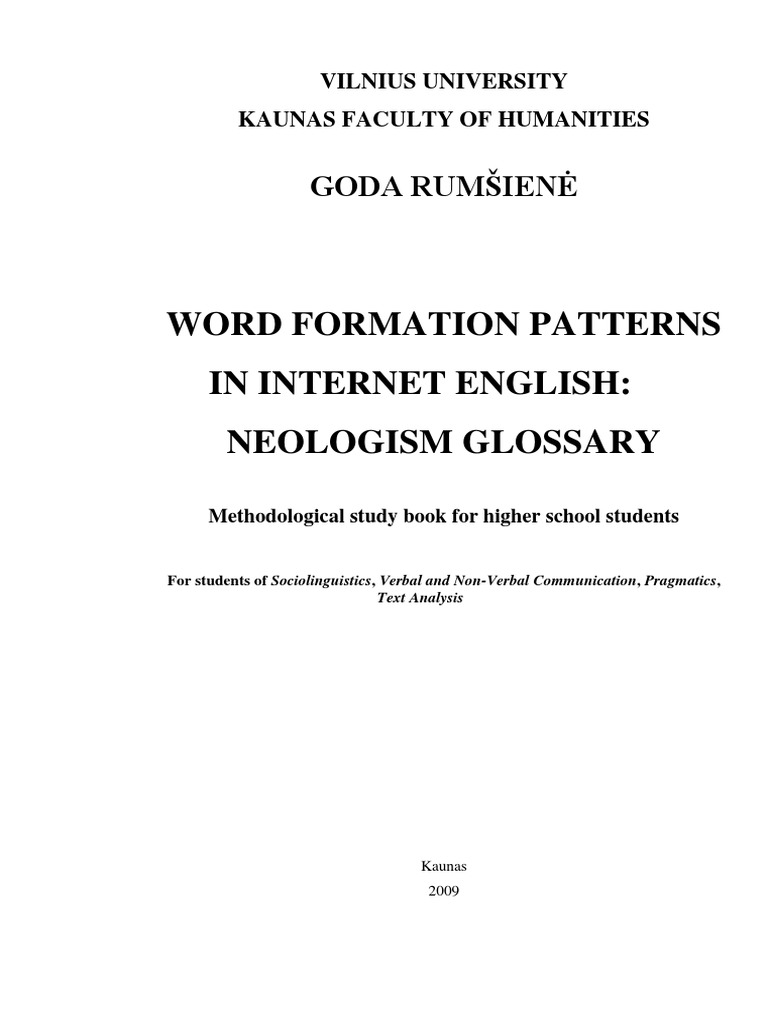 Word Formation Patterns in Internet English - Neologism Glossary ...