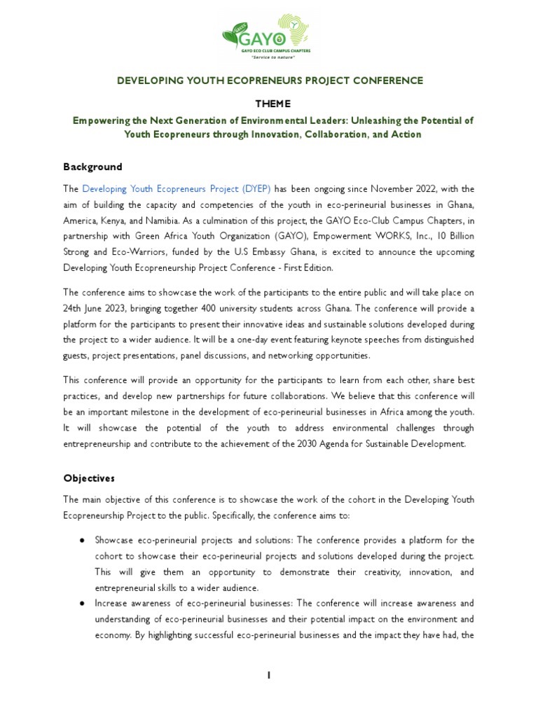 Climate Change Conference Concept Note | PDF | Entrepreneurship | Sustainability