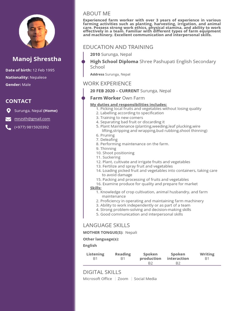 CV - Manoj Shrestha | PDF | Vegetables | Nepal CV - Manoj Shrestha | PDF | Vegetables | Nepal
