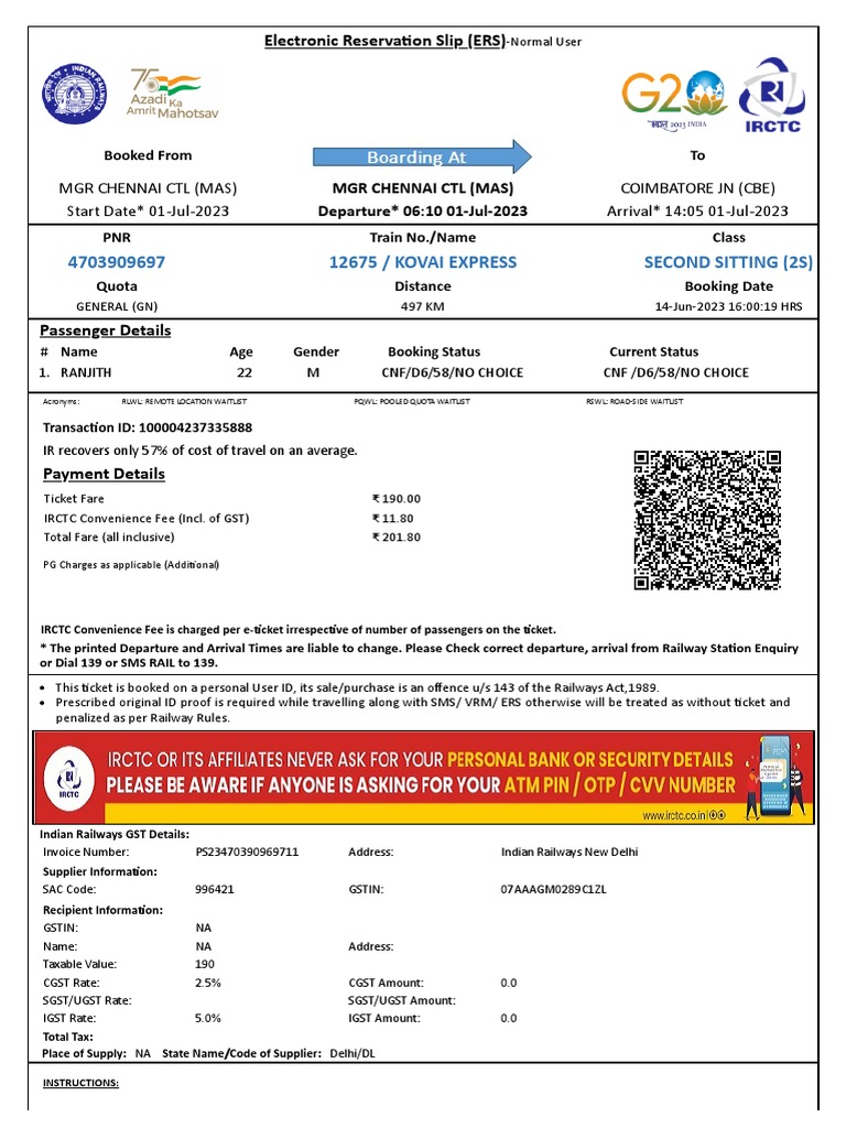 Train Ticket | PDF | Identity Document