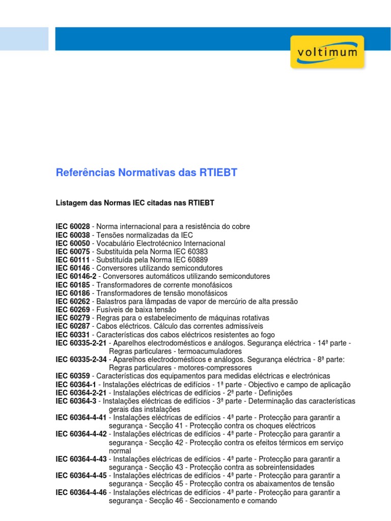 Listagem Das Normas Iec Citadas Nas Rtiebt | PDF | Eletricidade | Voltagem