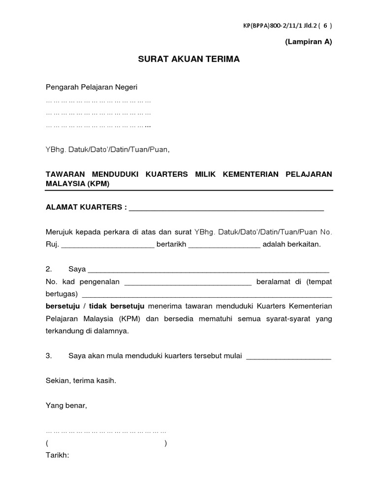 Tawaran Kuarters KPM untuk Pegawai | PDF