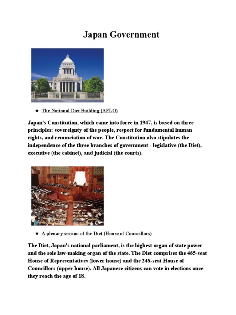 Japan's Parliamentary Government Structure | PDF