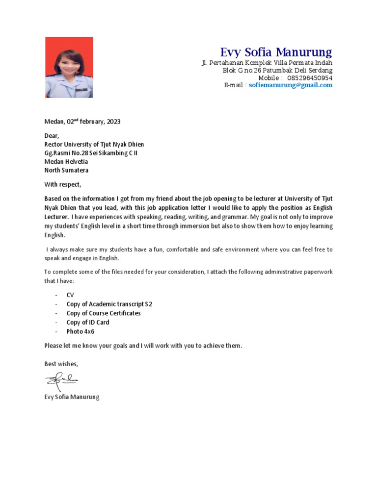 Application Letter To Tjut Nyak Dhien | PDF | Learning | Cognition