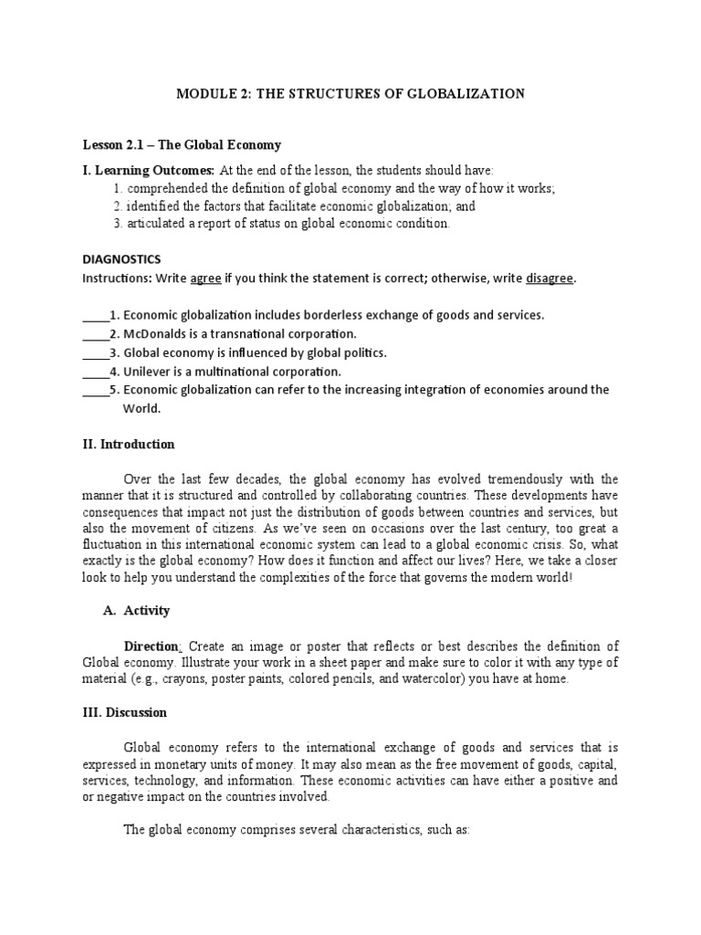 Lesson 2.1 The Global Economy | Download Free PDF | Globalization ...