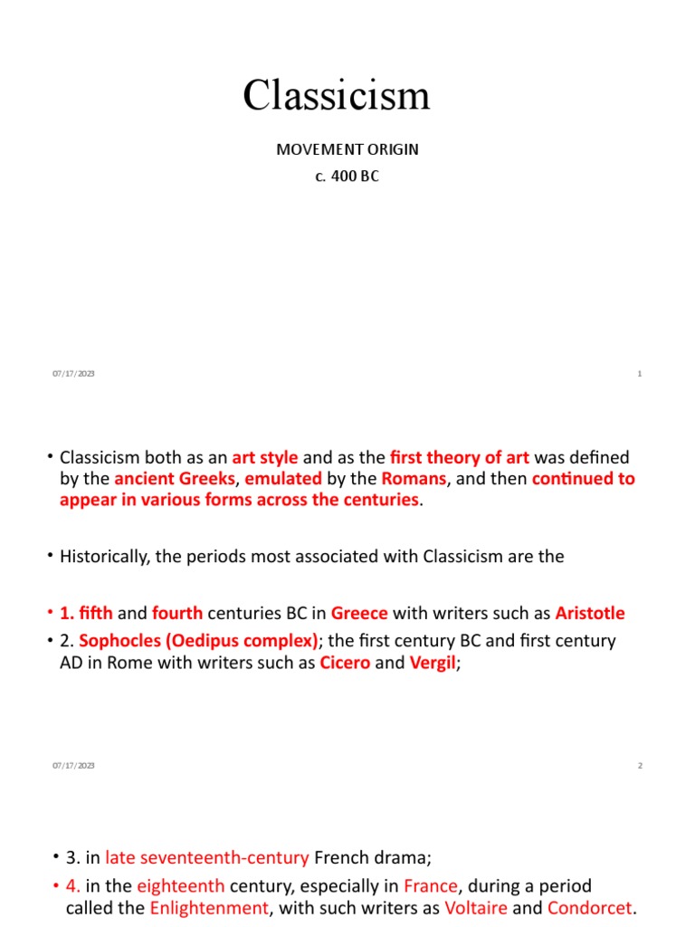 Classicism Neo-Classicism Realism | PDF | Literary Realism | Classicism