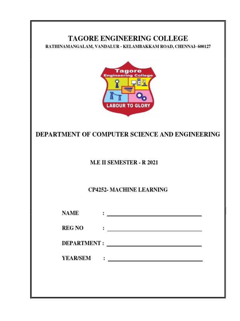 CP4252 Machine Learning Lab Manual | PDF | Artificial Neural Network ...