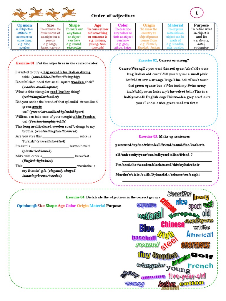 Order of Adjectives Explained | PDF | Language Arts & Discipline | Home ...