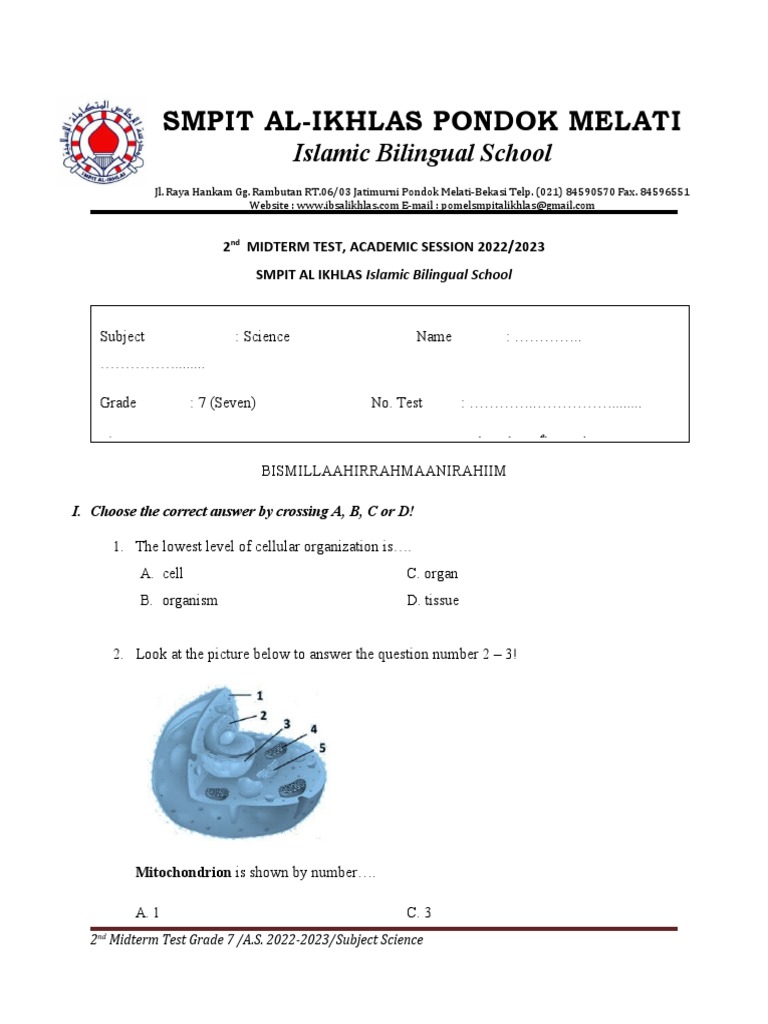 Soal Science Grade 7 | PDF | Symbiosis | Pollution