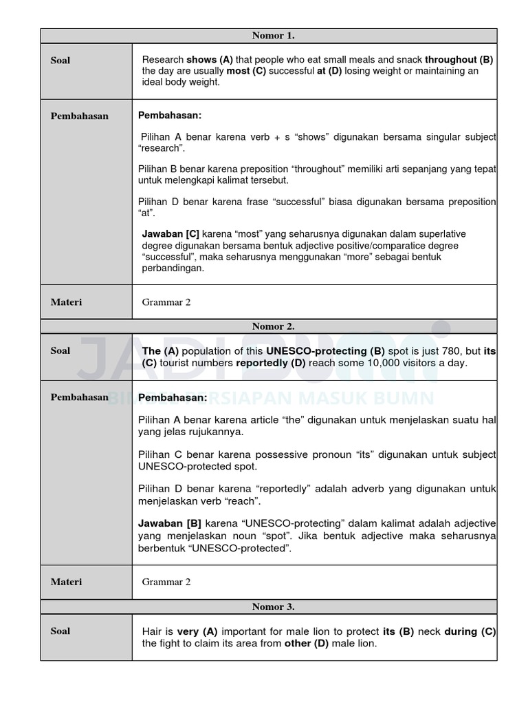 Pembahasan Soal Grammar 2 | PDF