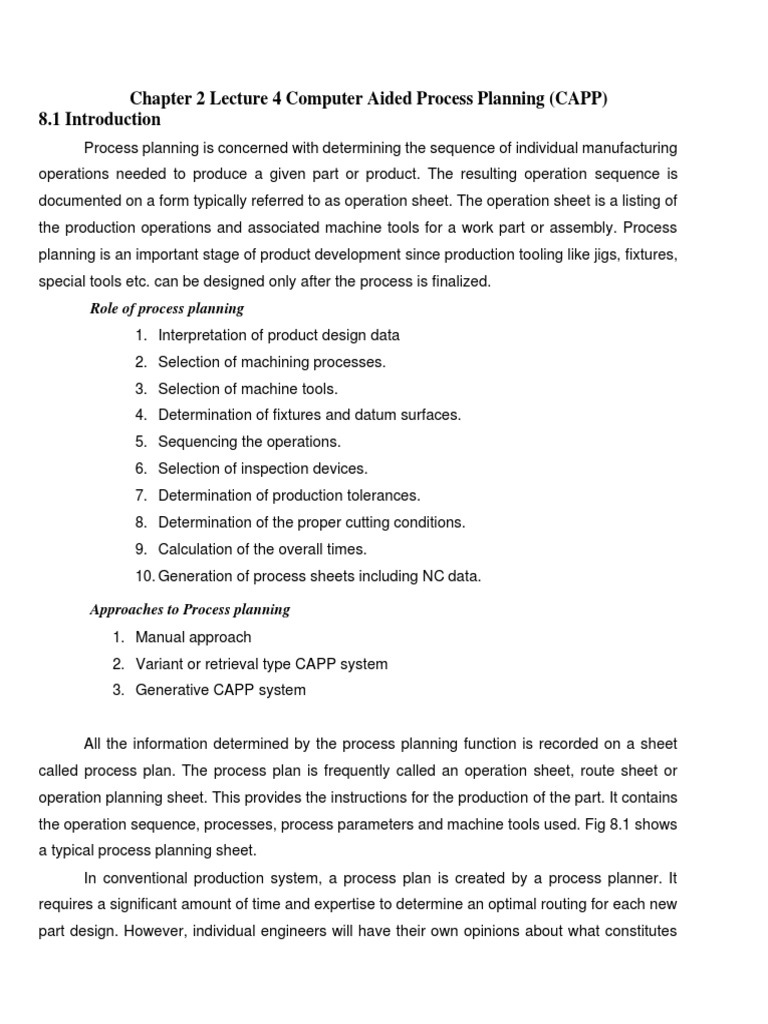 Chapter 2 Lecture 4 Computer Aided Process Planning | PDF | Databases | Programming