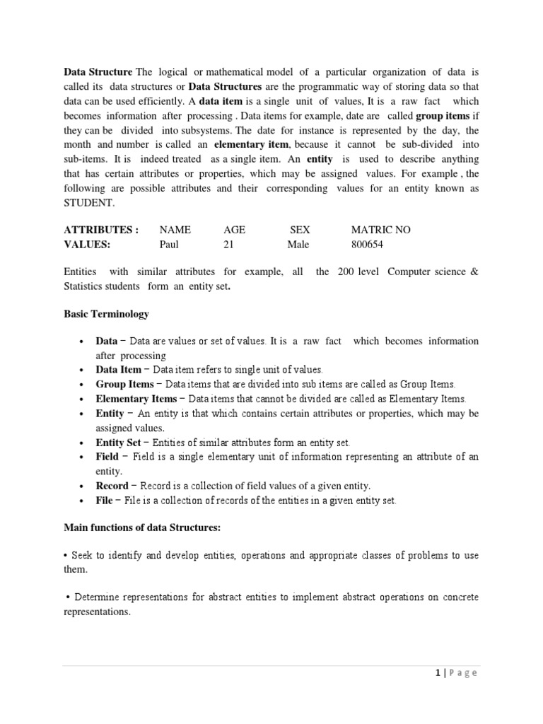 Com124 Data Structure Note-1-1 | PDF | Queue (Abstract Data Type) | Data Type