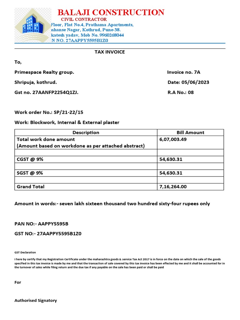 7A. June Shreepuja Revised Invoice | PDF