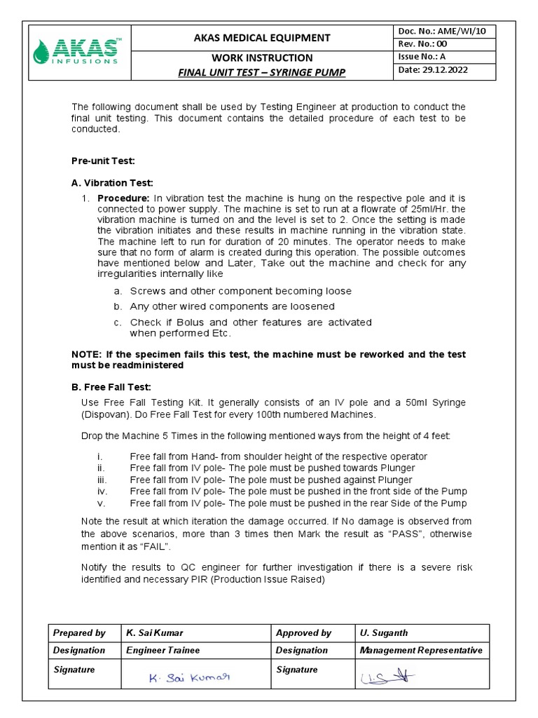 WI-10 Final Unit Test - Syringe Pump | PDF | Syringe | Intravenous Therapy