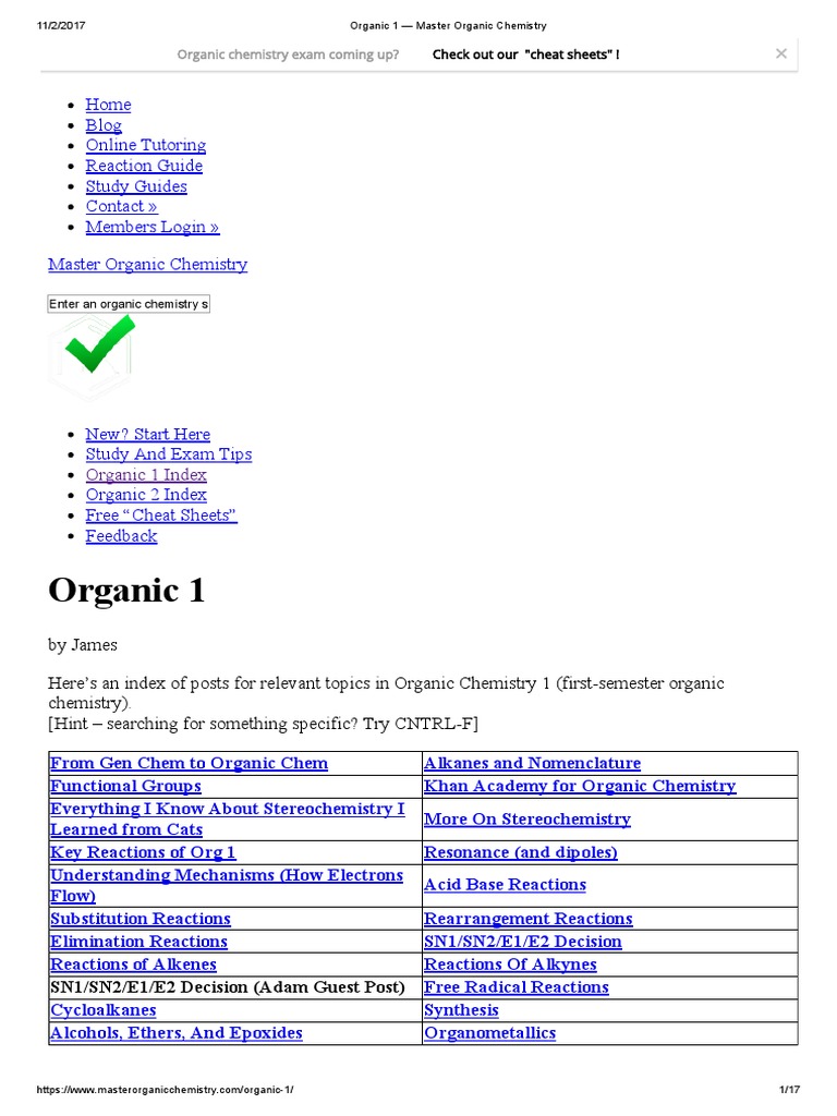 Organic 1 - Master Organic Chemistry | PDF | Alkene | Chemical Reactions