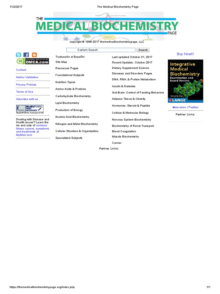 The Medical Biochemistry Page | PDF | Biochemistry | Chemistry