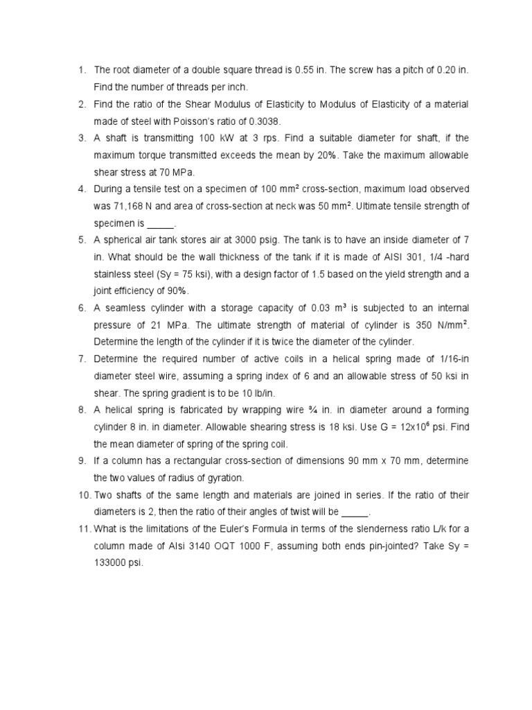 Machine Design Problems | PDF