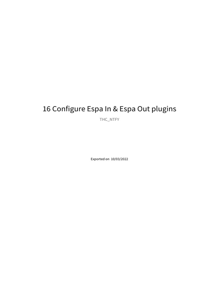 Configure Espa In & Out Plugins Guide | PDF | Information And ...
