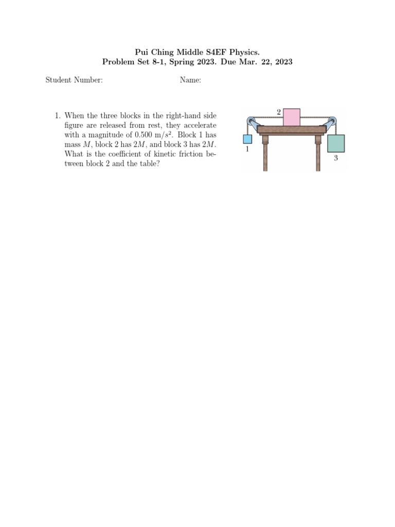 S4EF Problem Set 8-1 | Download Free PDF | Force | Quantity