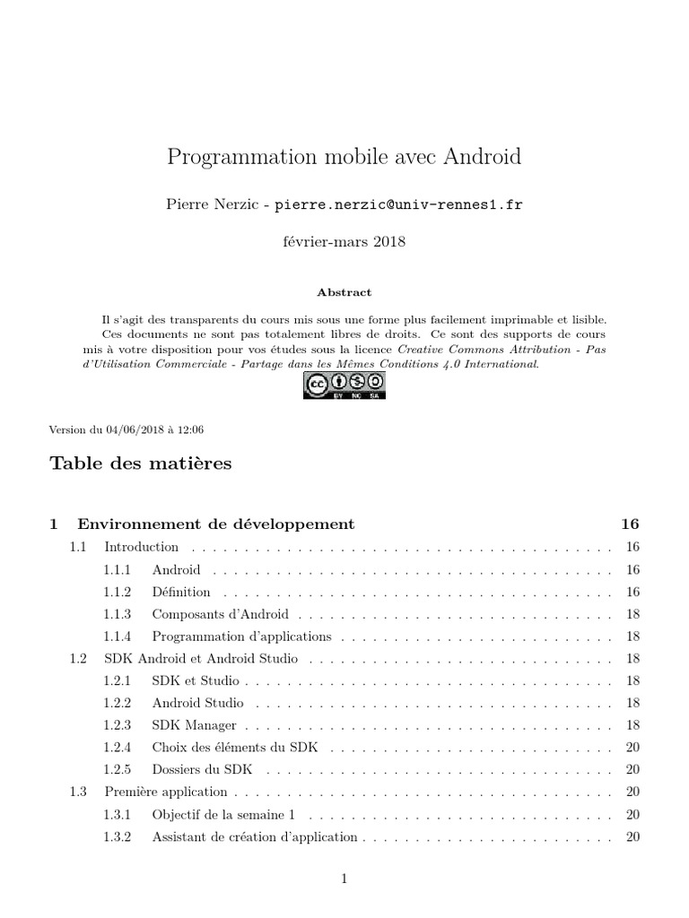 Programmation Mobile Avec Android | PDF | Android (Système d'exploitation) | Informatique