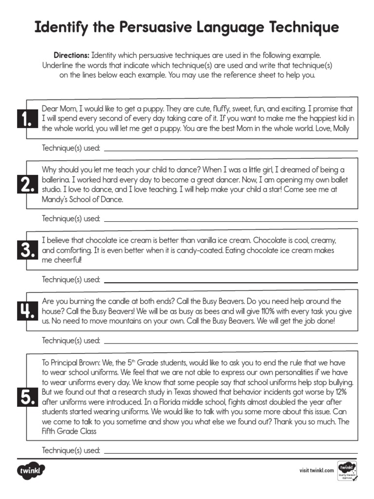 Identify The Persuasive Technique | PDF