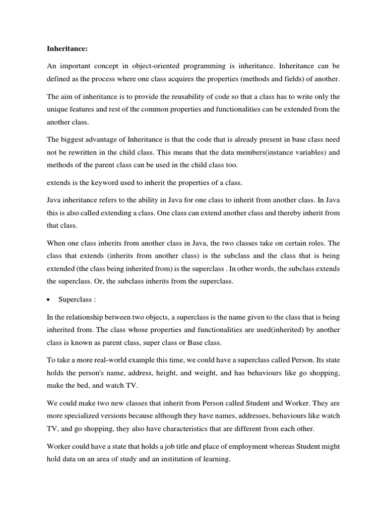 Unit 2 Part 1 Java | PDF | Inheritance (Object Oriented Programming) | Class (Computer Programming)