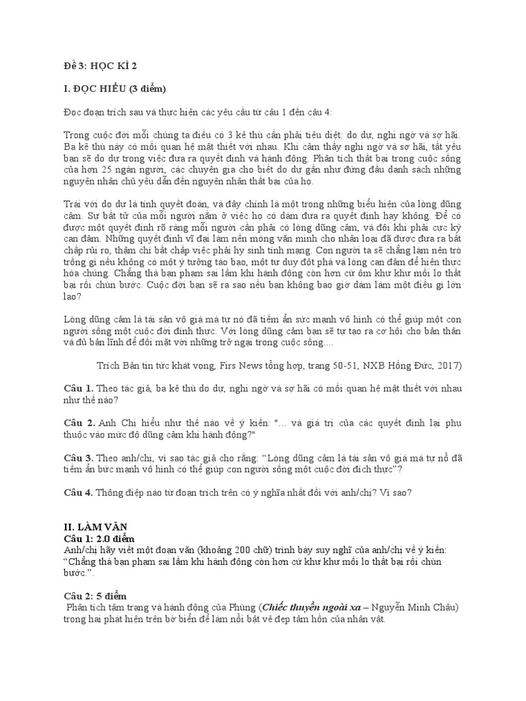 Đề 3 HK2 Đáp Án | PDF