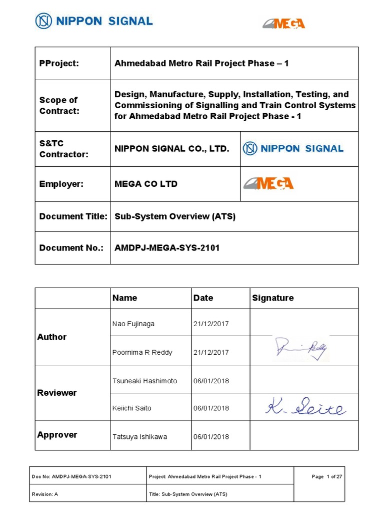 AMDPJ-MEGA-SYS-2101 - A - Sub-systemOverview (ATS) | PDF | Sustainable ...