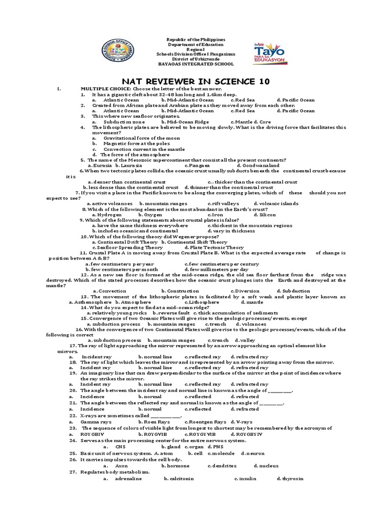 NAT Reviewer 2023 | PDF | Plate Tectonics | Rna