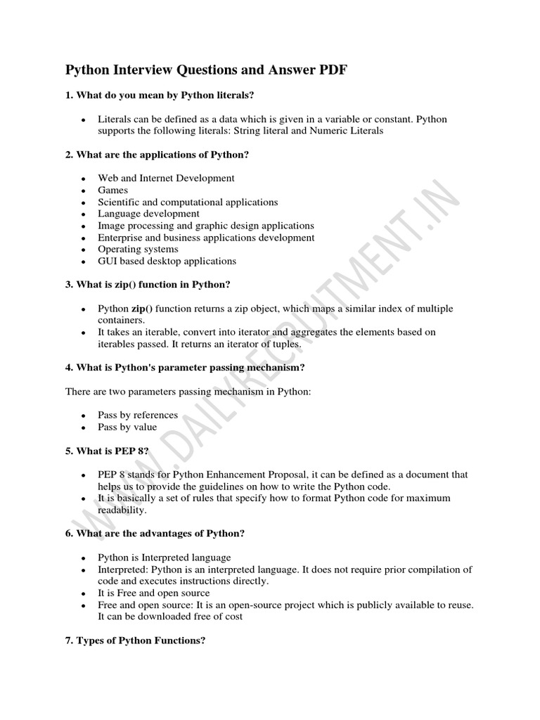 Python Quetion and Answers | PDF | Python (Programming Language) | Variable (Computer Science)