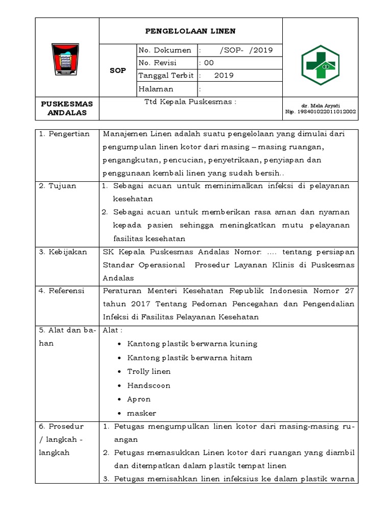 SOP Manajemen Linen | PDF