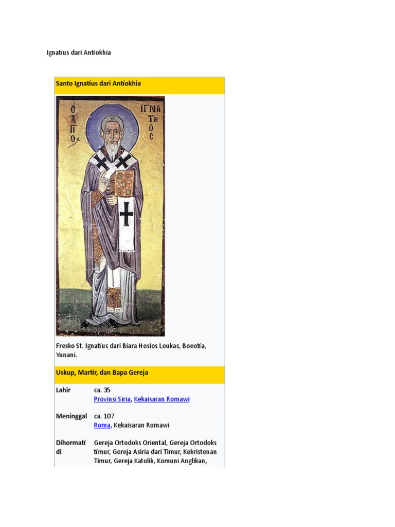 Ignatius Dari Antiokhia | PDF | Klasik