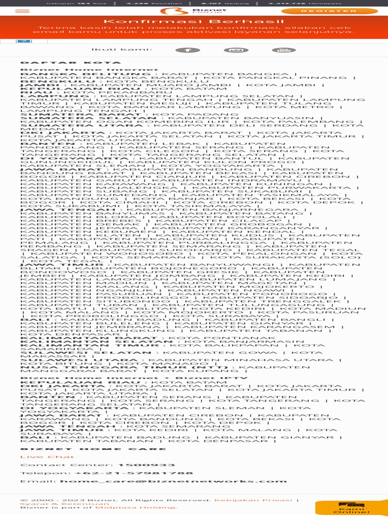 Konfirmasi Layanan Biznet | PDF