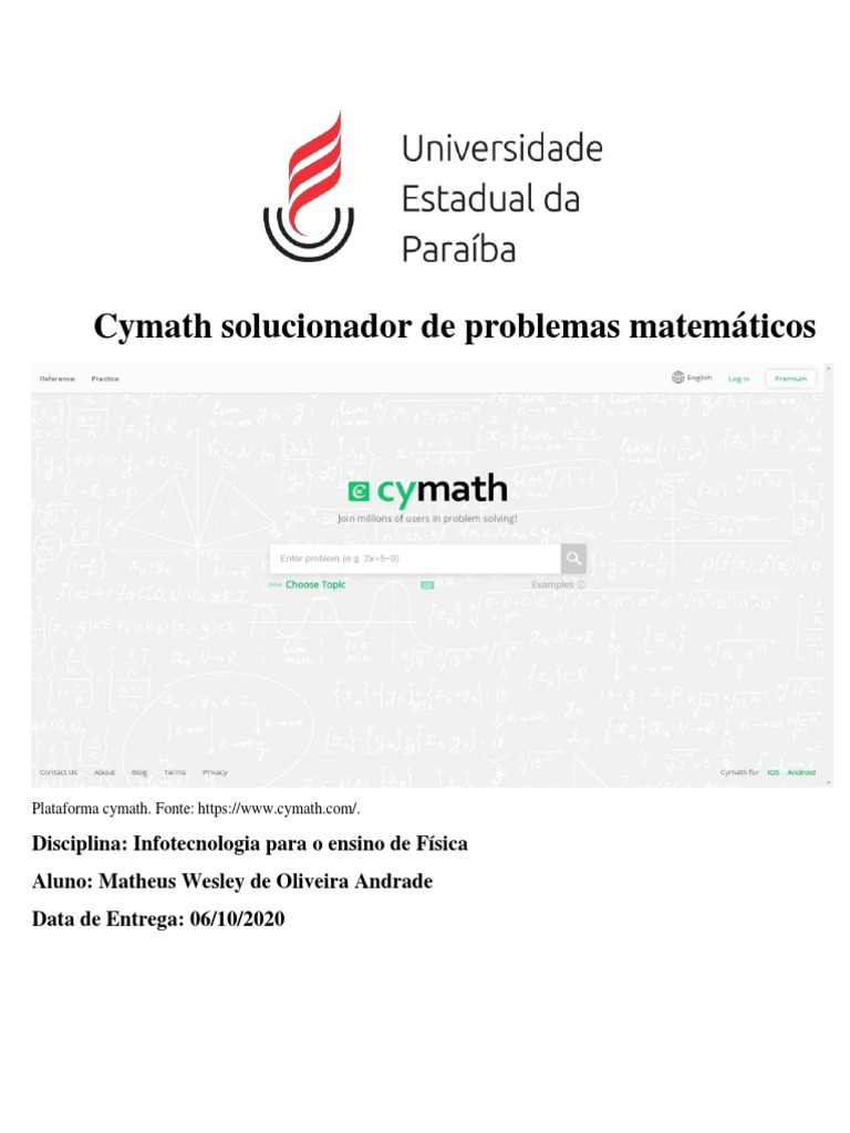 Manual Cymath | PDF | Matemática | Cálculo