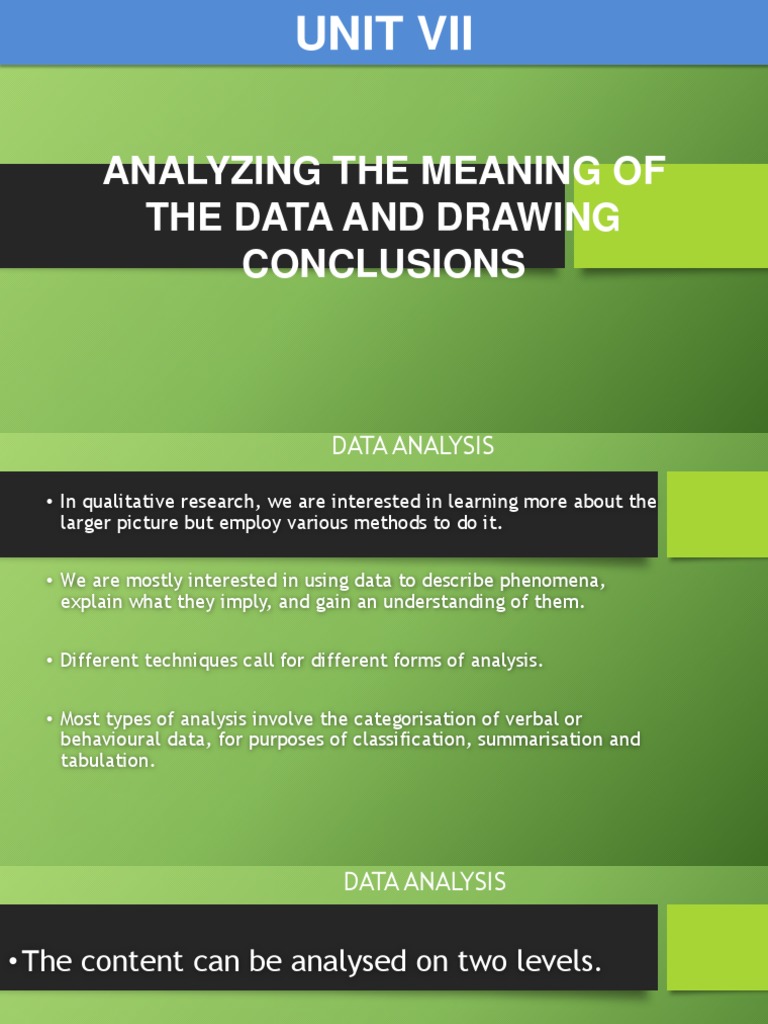 Unit 7 Analyzing The Meaning of The Data and Drawing Conclusions | PDF ...