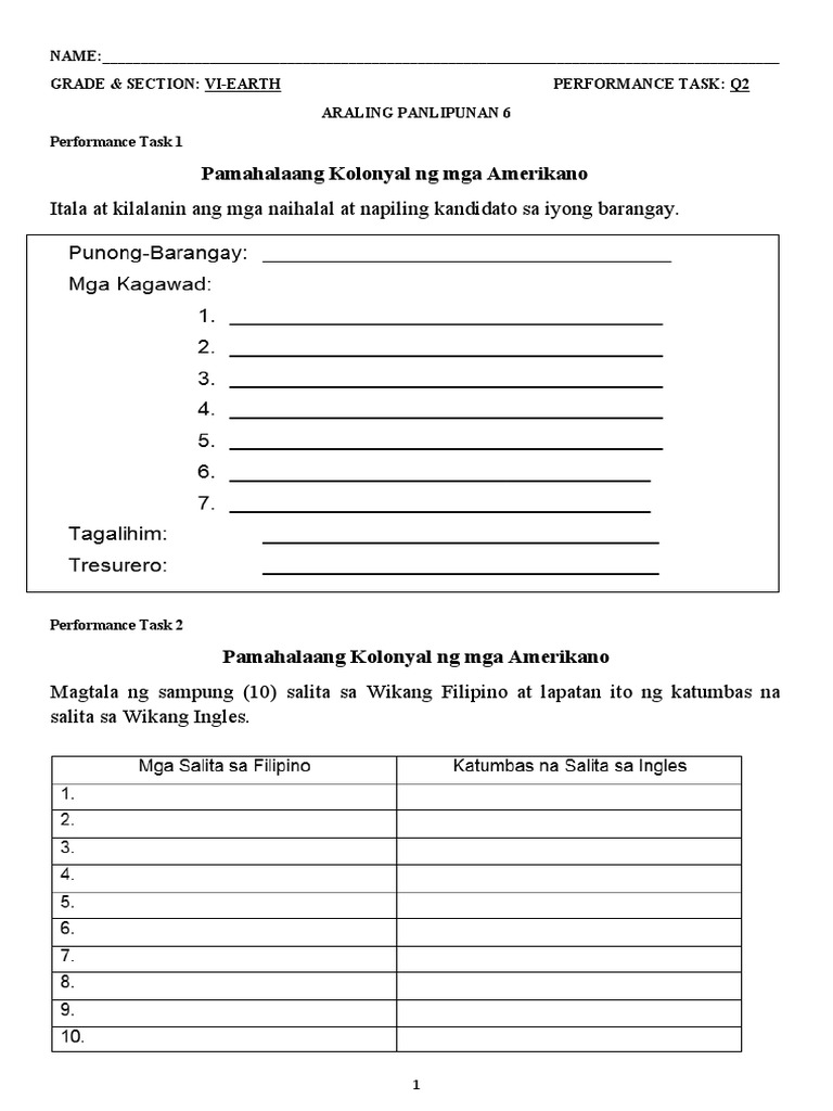 Performance Task Grade 6 Q2 | PDF
