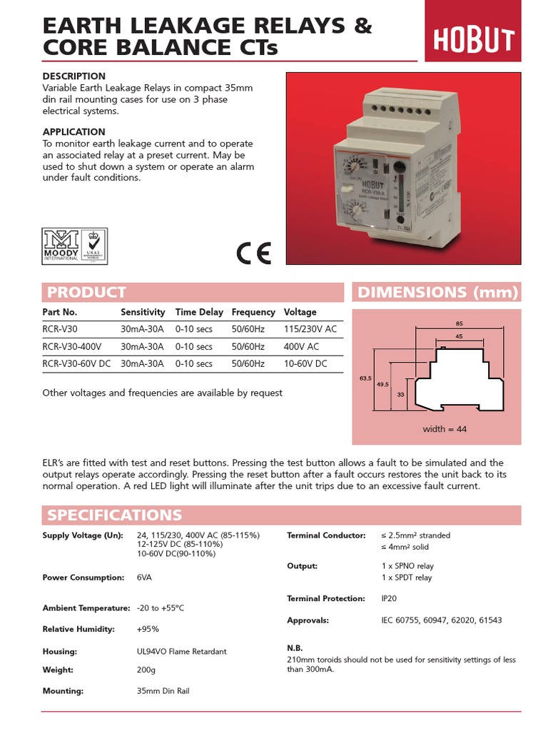Earth Leakage Relays | PDF | Alternating Current | Relay