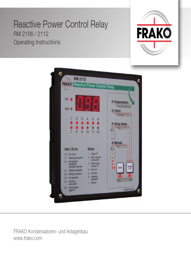 Reactive Power Control Relay RM 2106 2112 Operating Instructions | PDF ...
