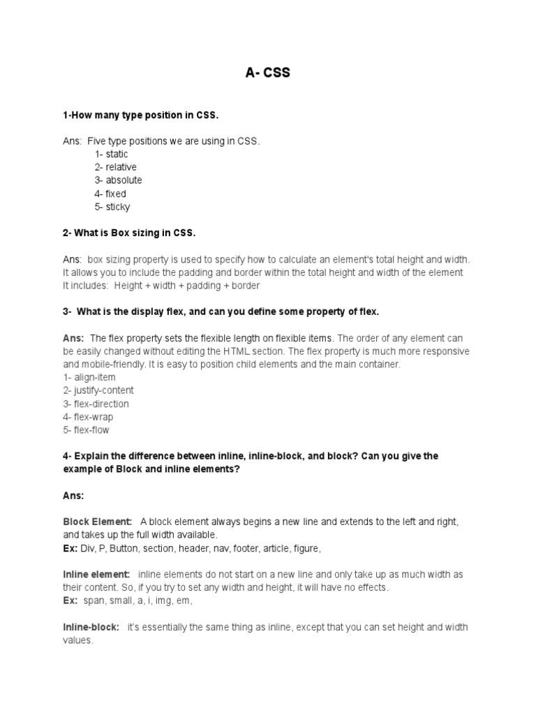 HR Round Interview Question For UI | PDF | Page Layout | Bootstrap ...