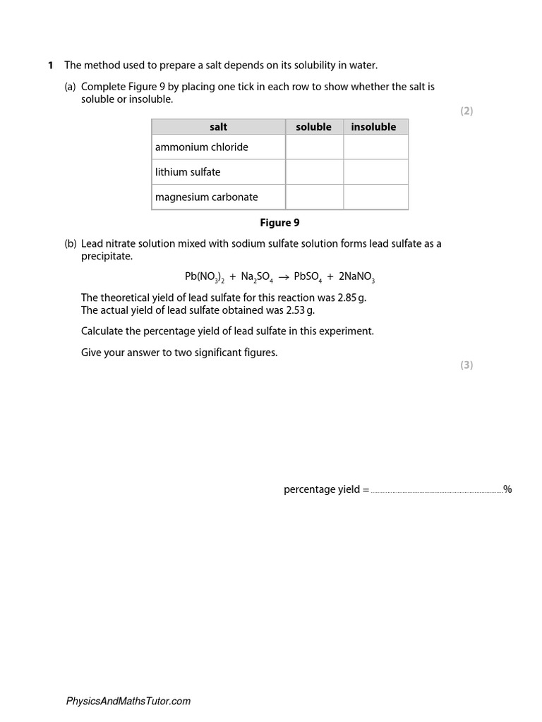 Acids 2 QP | PDF | Salt (Chemistry) | Precipitation (Chemistry)