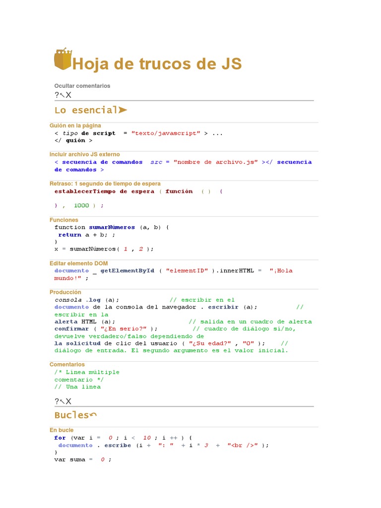 Hoja de Trucos de JS | PDF | Desarrollo de software | Ingeniería ...